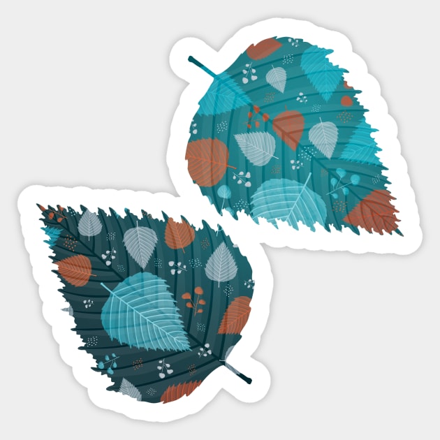 Floral Orange Blue Aspen Tree Leaves - Nature - Sticker | TeePublic