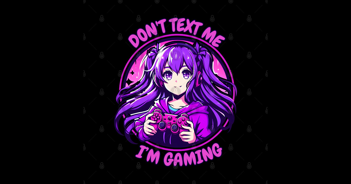 Purple anime girl gamer - Gamer Girl - Sticker | TeePublic