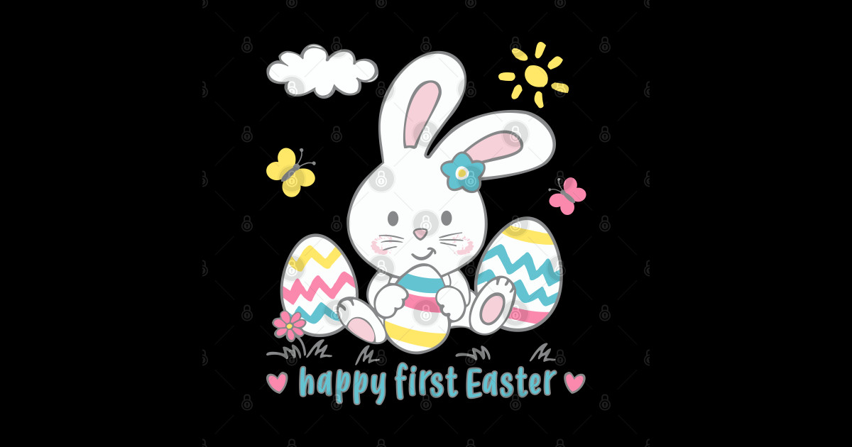 Happy first Easter Babies first easter girls - First Easter - Sticker ...