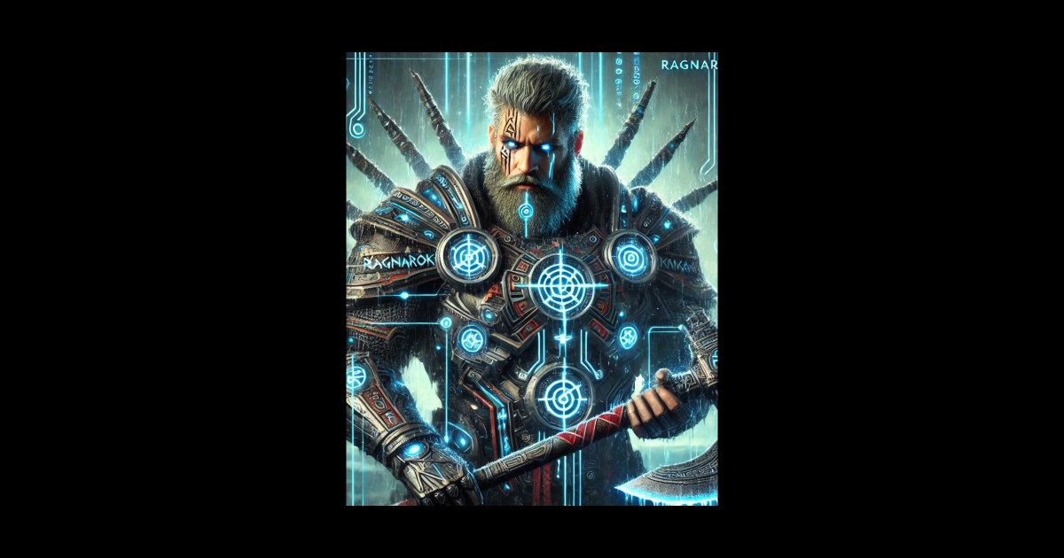 Ragnarok Wrath: Cyber Viking - Viking - Sticker | TeePublic