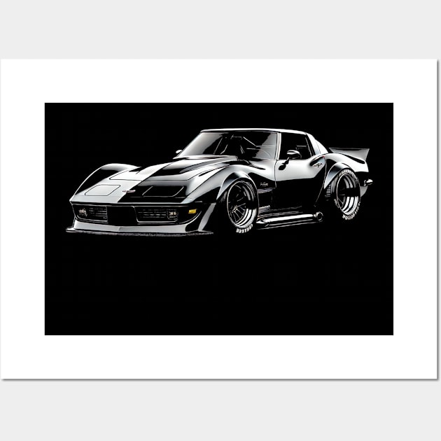 Black Corvette C3 Widebody - Corvette C3 - Posters and Art Prints ...
