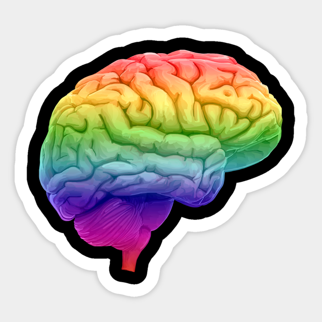 Psychedelic Creative Rainbow Right Brain - Rainbow Brain - Sticker ...