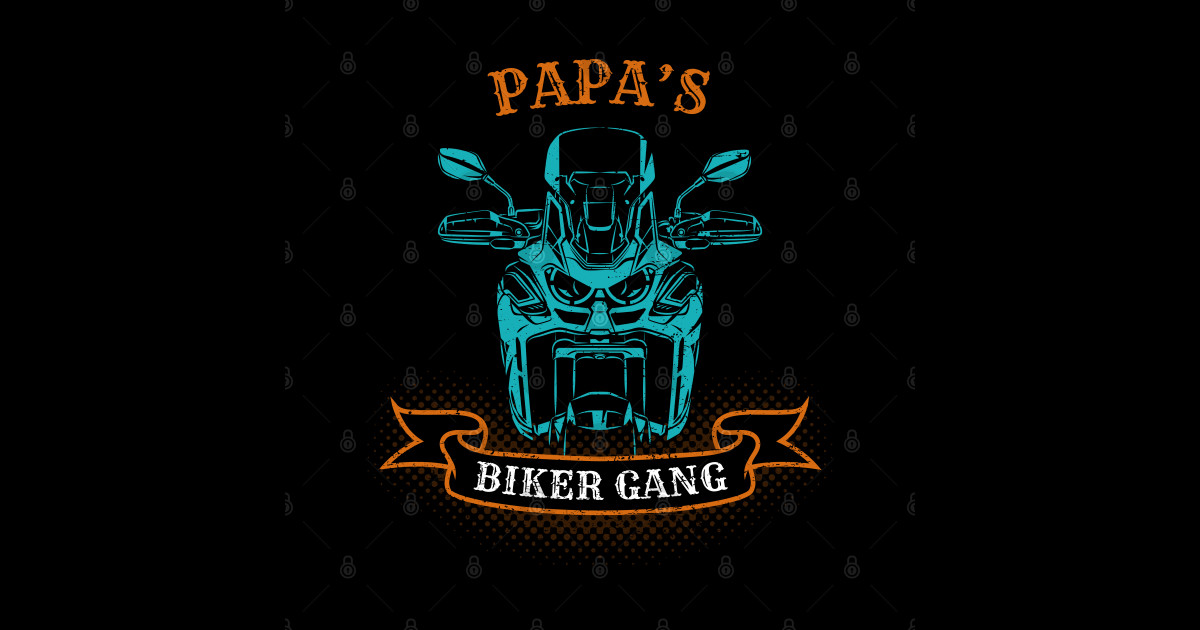 Papa's Biker Gang Father's Day - Papas Biker Gang - Sticker | TeePublic
