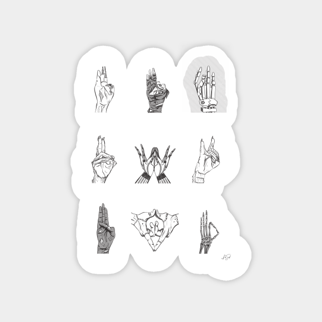 MONSTER MUDRAS BLACK/WHITE - Monster - Magnet | TeePublic
