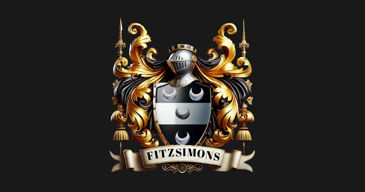 Fitzsimons Family Crest – Irish Heraldic Coat of Arms with Silver ...