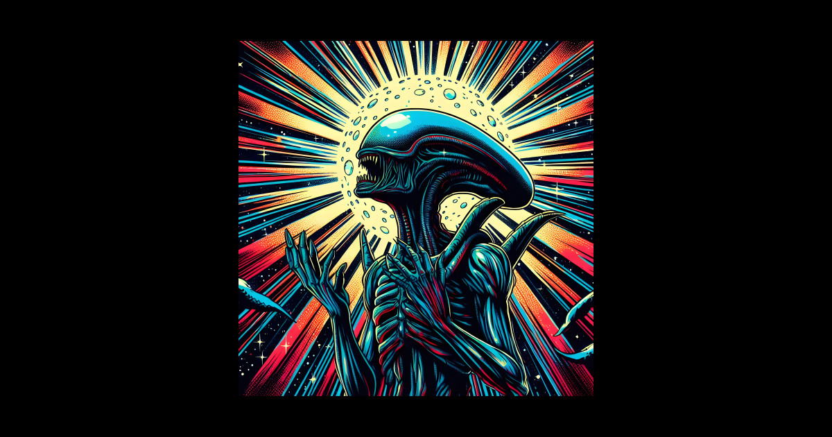 Xenomorph Vibrant Comics Artwork - Xenomorph - Sticker | TeePublic