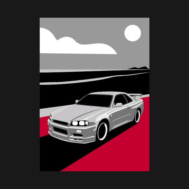 NISSAN GT-R34 SKYLINE - Nissan Skyline Gtr R34 - T-Shirt | TeePublic