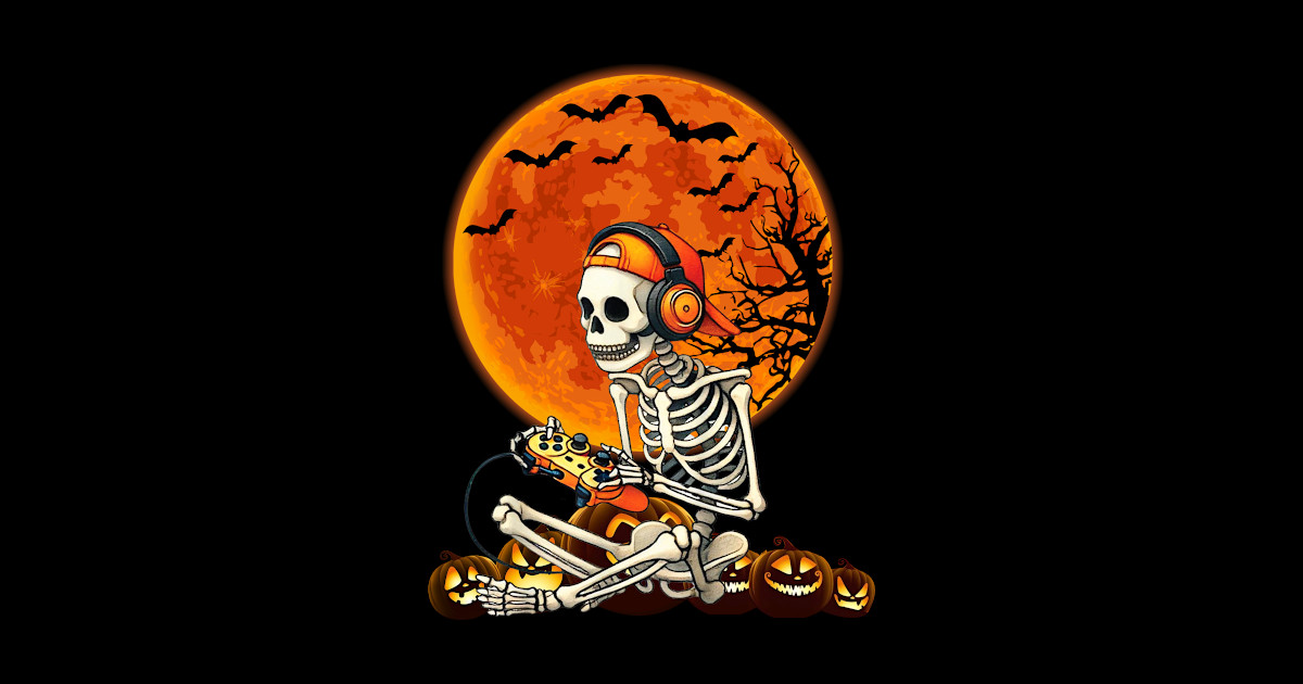 Funny Skeleton Gamer Halloween, Skeleton Gaming - Skeleton Gaming ...