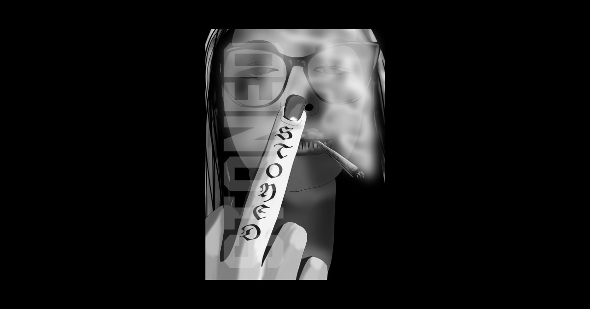 Stoned: Woman Smoking a Spliff with Middle Finger Up – Bold Weed ...