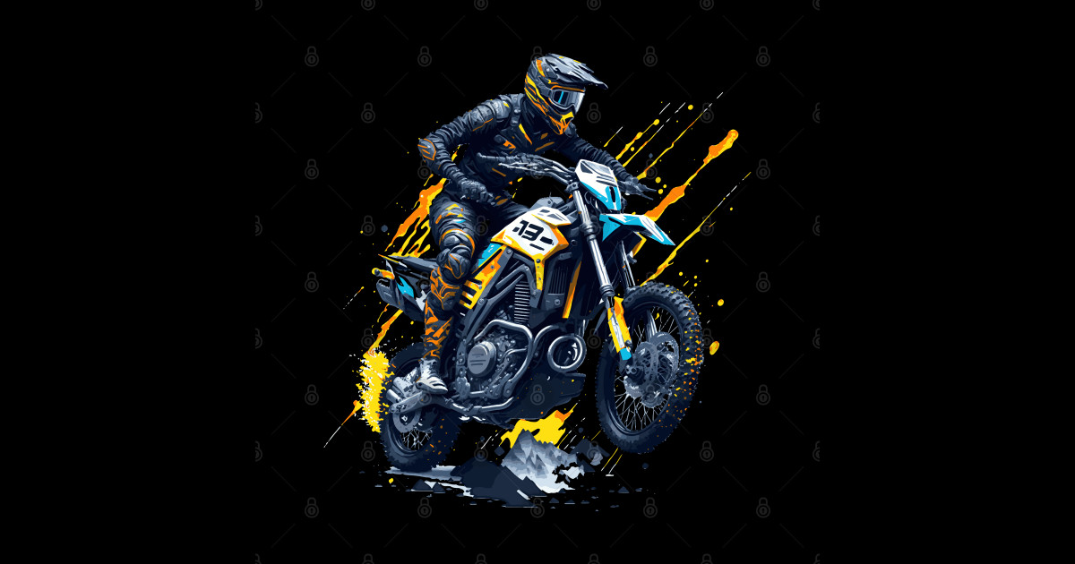 Enduro and motocross motorbike illustration. Adventure on paint ...