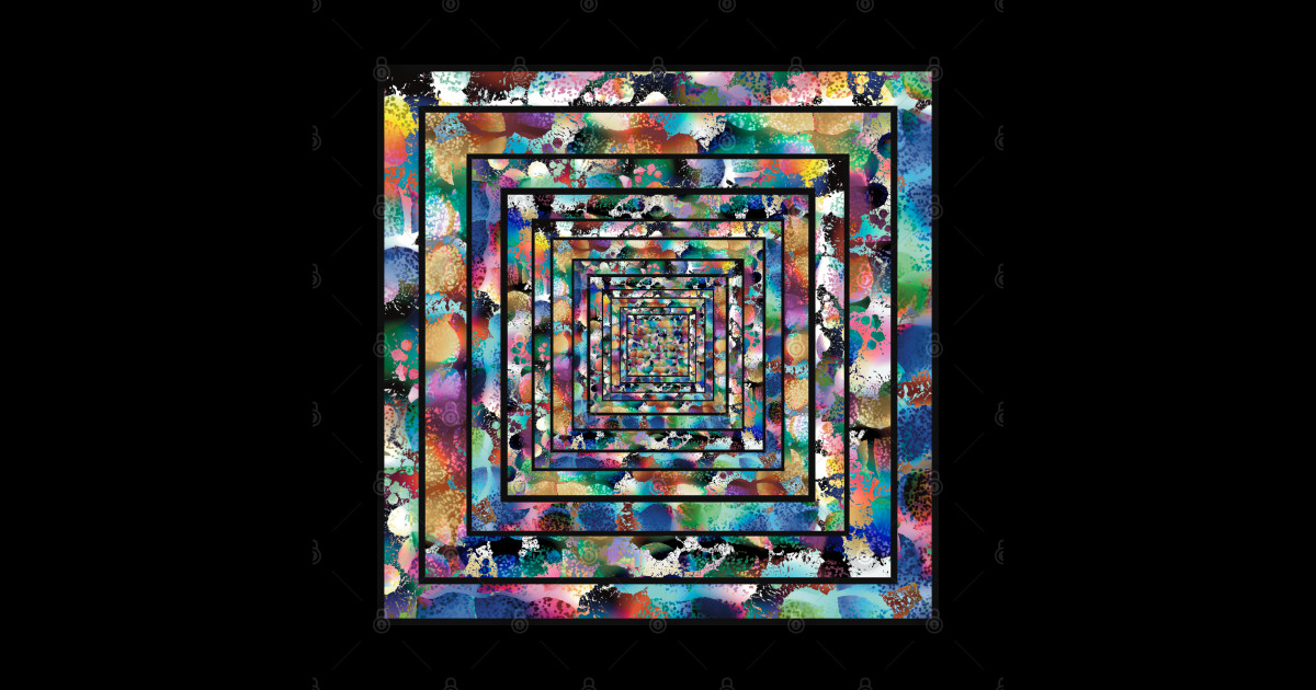 Splatter Paint on Concentric Squares, Spray Paint Rainbow Pattern ...