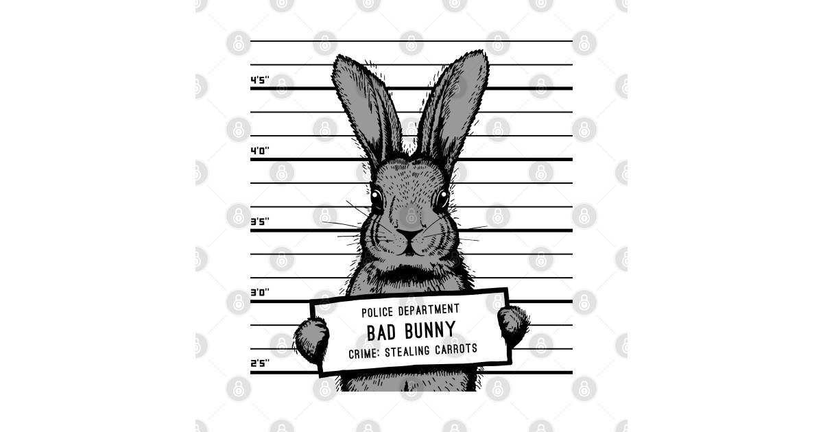 Mugshot Bad Rabbit Funny - Bunny Rabbit - Kids T-Shirt | TeePublic