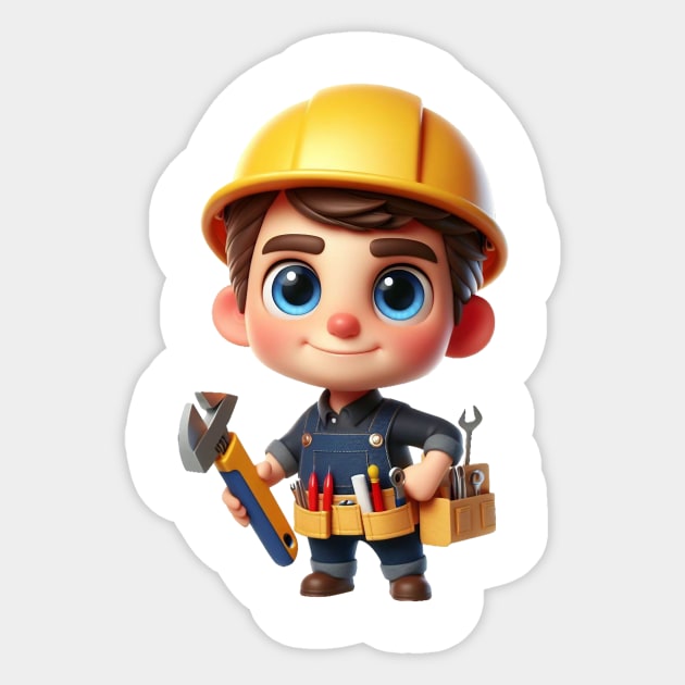 Cute Builder - Builder - Sticker | TeePublic