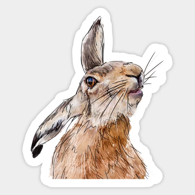 After Coffee - Hare Digital Drawing - Hare - Sticker | TeePublic