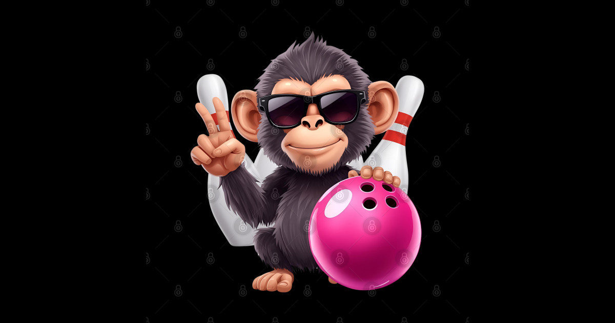 Cool Monkey Bowling Cartoon Cute Pink Ball Design - Monkey Bowling ...
