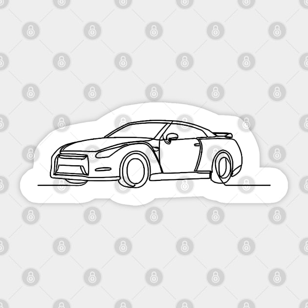 Nissan GTR R35 Line Drawing - Nissan Gtr - Sticker | TeePublic