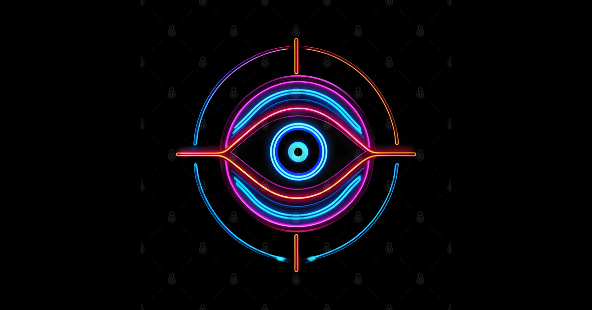 Glowing Neon Evil Eye Sign - Neon Evil Eye Sign - Sticker | TeePublic