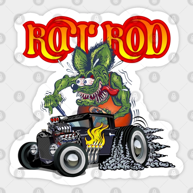 Cartoon retro rat rod - Hot Rod - Sticker | TeePublic