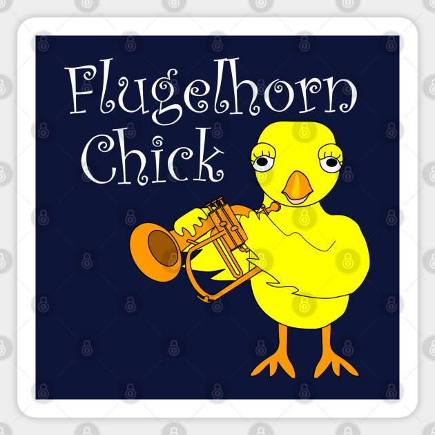 Flugelhorn Chick White Text - Flugelhorn - Sticker | TeePublic