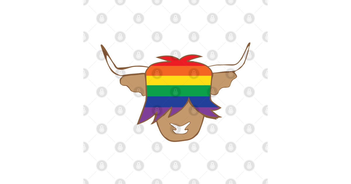 Highland cow LGBT flag rainbow pride coo - Lgbt Flag Gift - T-Shirt ...
