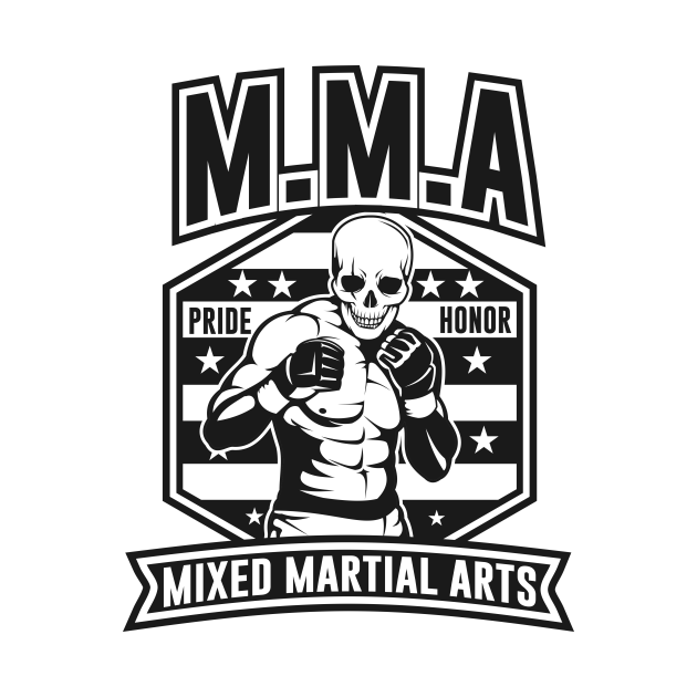 SKULL MMA BLACK AND WHITE - Mma Fighter - T-Shirt | TeePublic