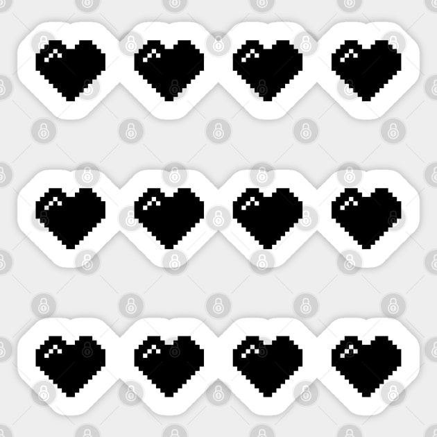 Pixel Art: BLACK HEART Emoji Bitmap - Pixel Art - Sticker | TeePublic