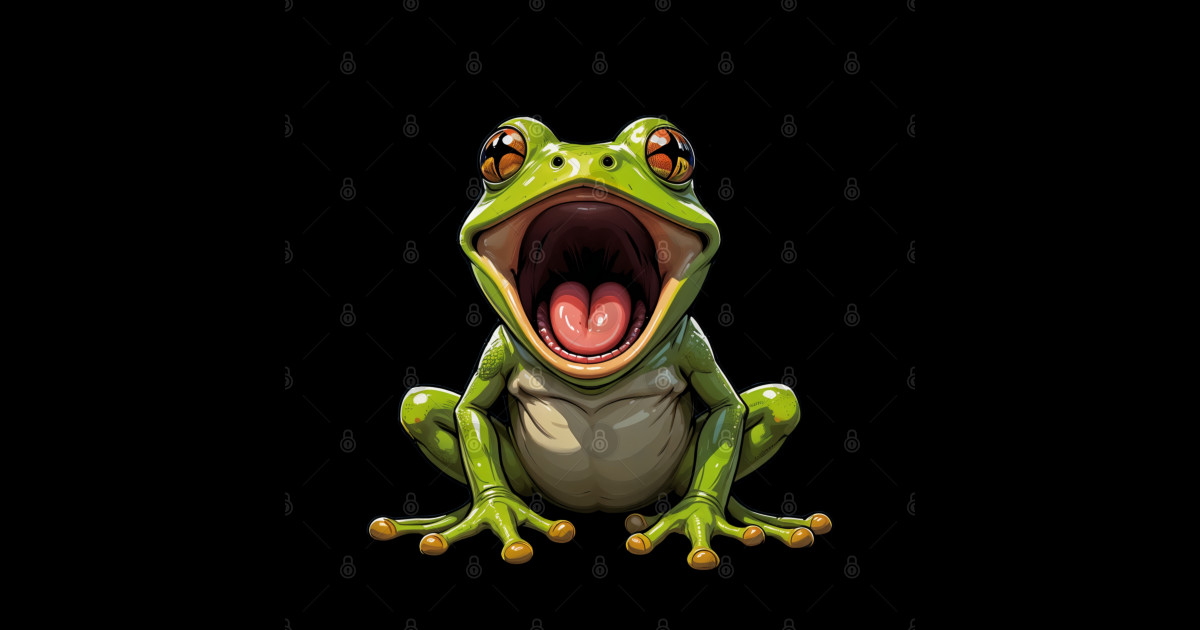 Screaming froggy Frantic Frog Scream - Frogs Lover - Sticker | TeePublic