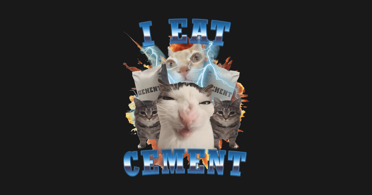 I Eat Cement, Crazy Cats Funny Meme Y2K - Crazy Cat Meme - T-Shirt ...