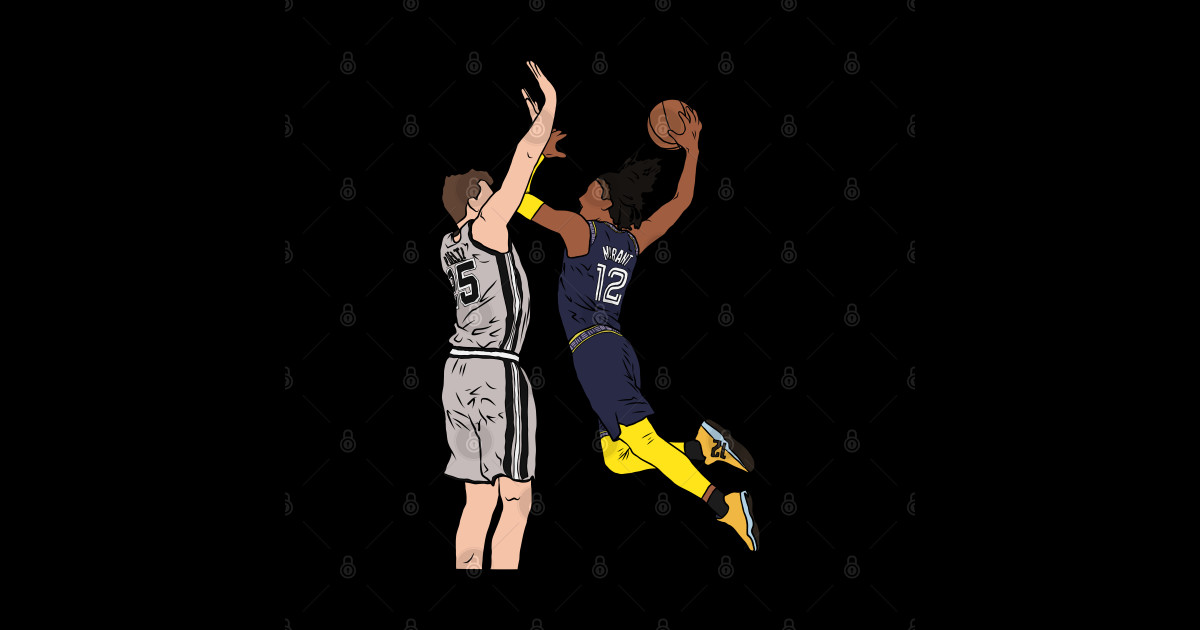 Ja Morant Dunks on Jakob Poeltl - Ja Morant - Posters and Art Prints ...