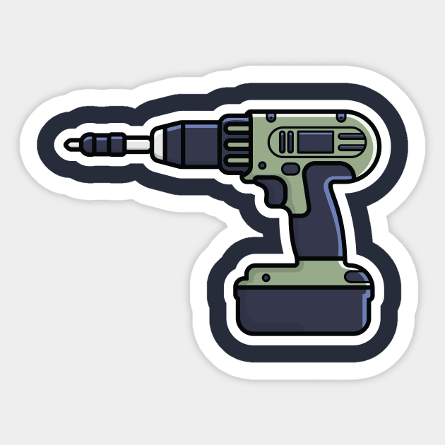 Drill with Screwdriver Sticker vector illustration. Tools object icon ...