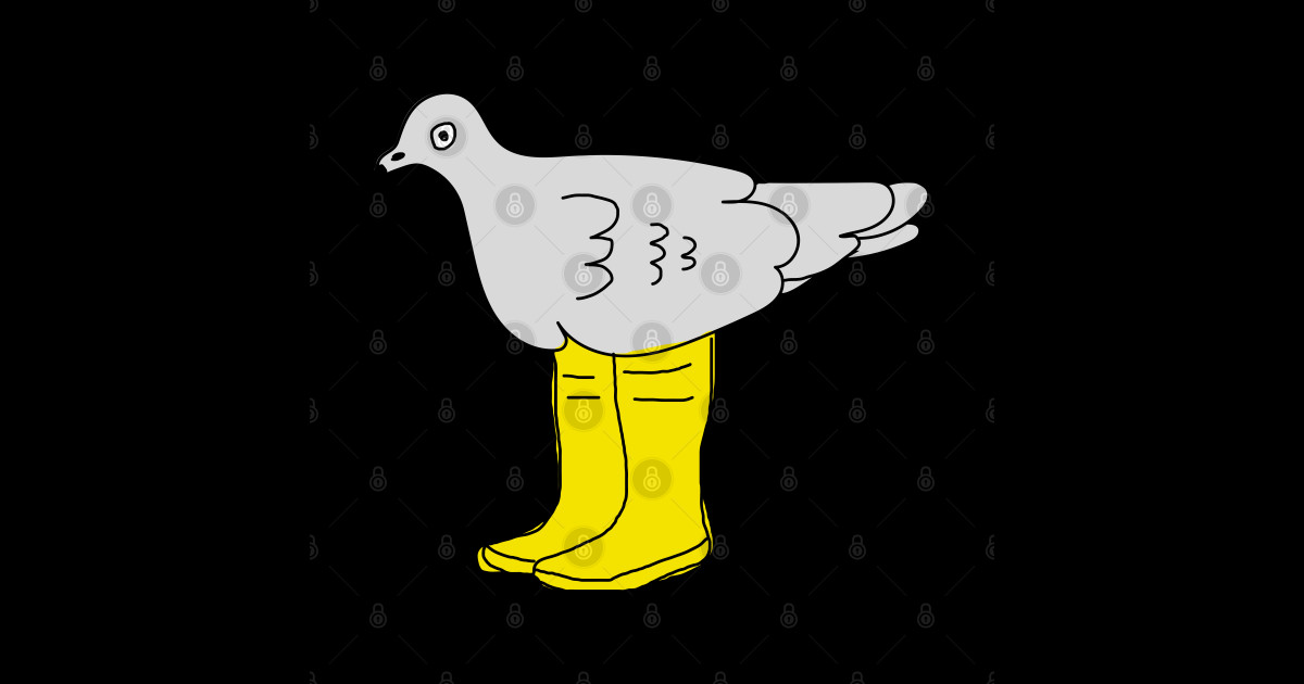 Pigeon in yellow boots - Pigeon In Boots - Sticker | TeePublic