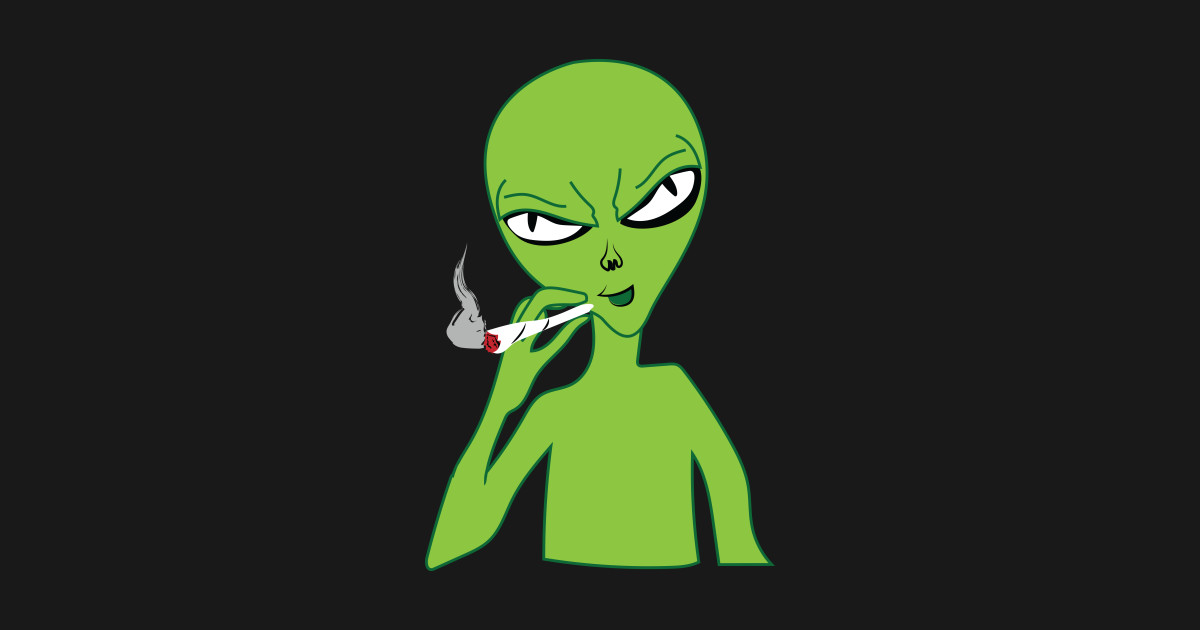 Funny Green Alien Smoking Joint UFO Weed Lover Design Gift Idea - Alien ...