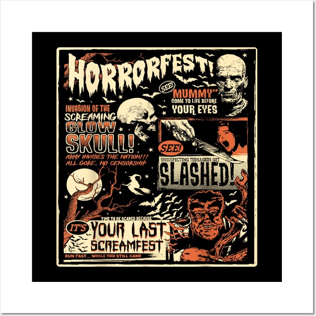 Vintage Horrorfest Movie Poster Terror Old Time Halloween - Vintage ...