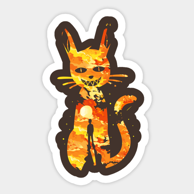 cat on fire - Cat On Fire - Sticker | TeePublic