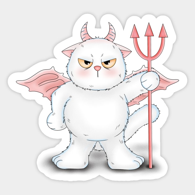 Devil White Cat - Devil Cat - Sticker | TeePublic
