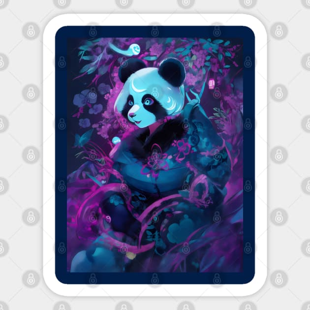 Cute Neon Japanese panda - Neon Japanese Panda - Sticker | TeePublic