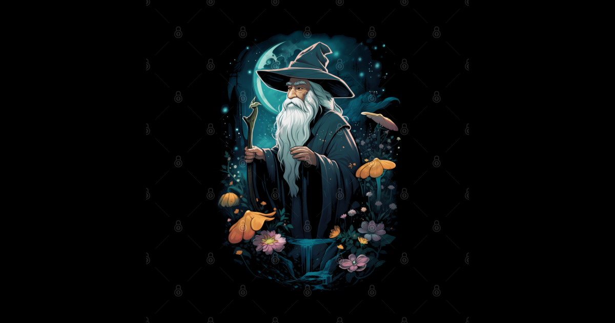 Wizard at Night - Cartoon Style - Fantasy - Gandalf - Sticker | TeePublic