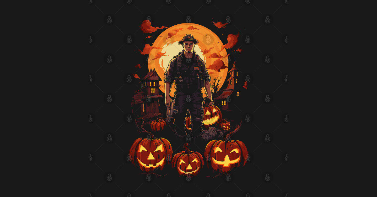 Spooky Firefighter Halloween Scary Fireman Gear - Halloween Gifts - T ...