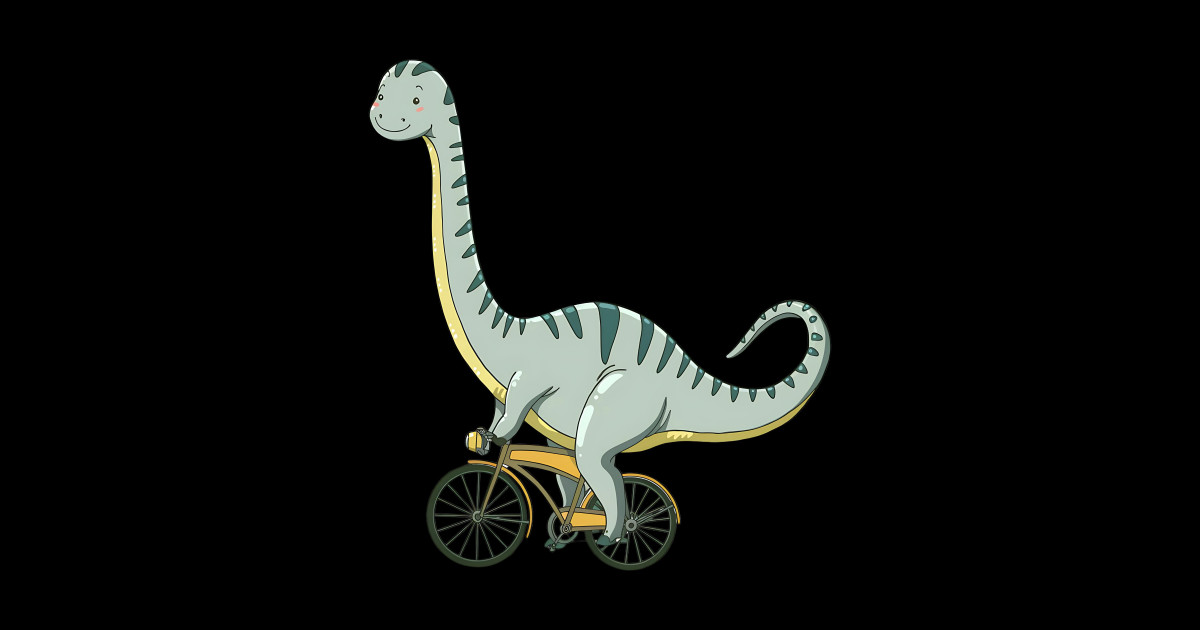 Kawaii Brachiosaurus riding a bicycle - Dinosaur - Posters and Art ...