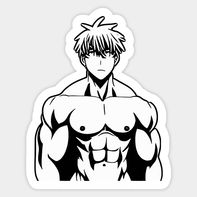 Muscular Anime Man Shirtless Manga Boy - Anime Character - Sticker ...