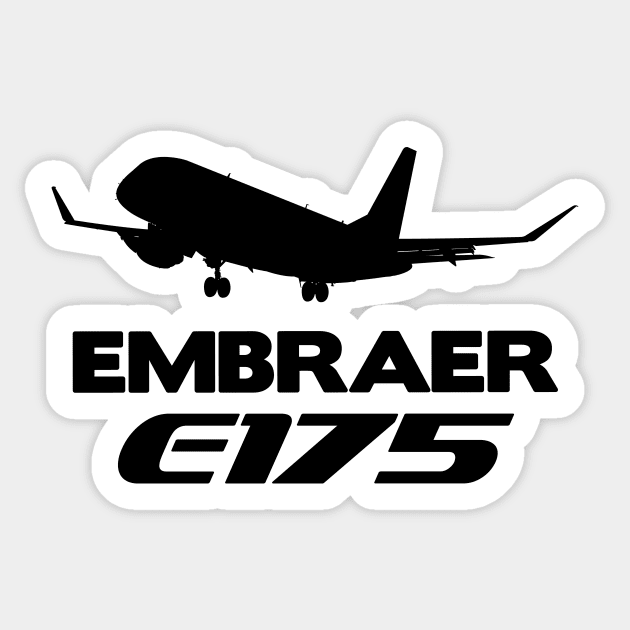 Embraer E175 Silhouette Print (Black) - Aviation - Sticker | TeePublic