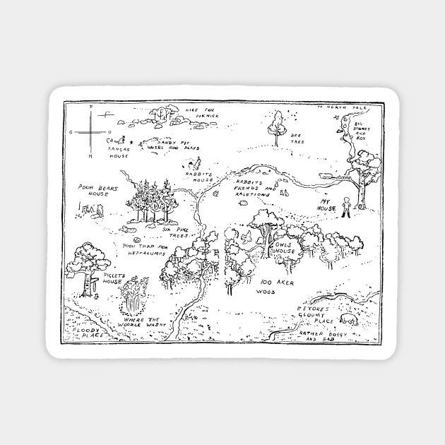 100 Aker Wood Map - Winnie The Pooh - Magnet | TeePublic
