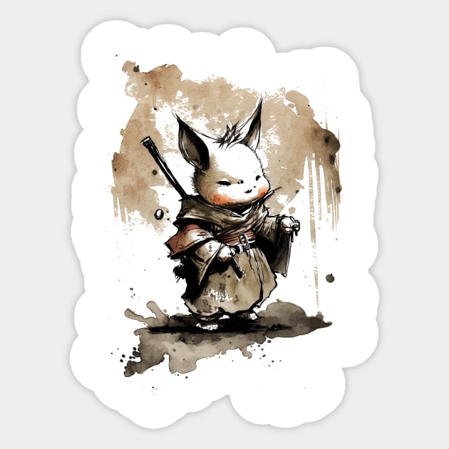 Kawaii Moogle inspired adventure Sumi-e Art - Moogle - Sticker | TeePublic