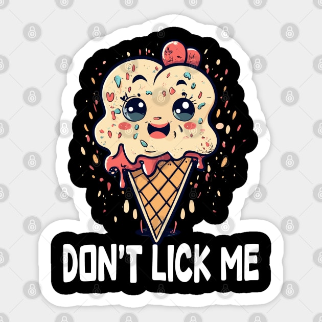 Don't Lick Me - Kawaii Anime Ice Cream Cone - Ice Cream Cone - Sticker ...