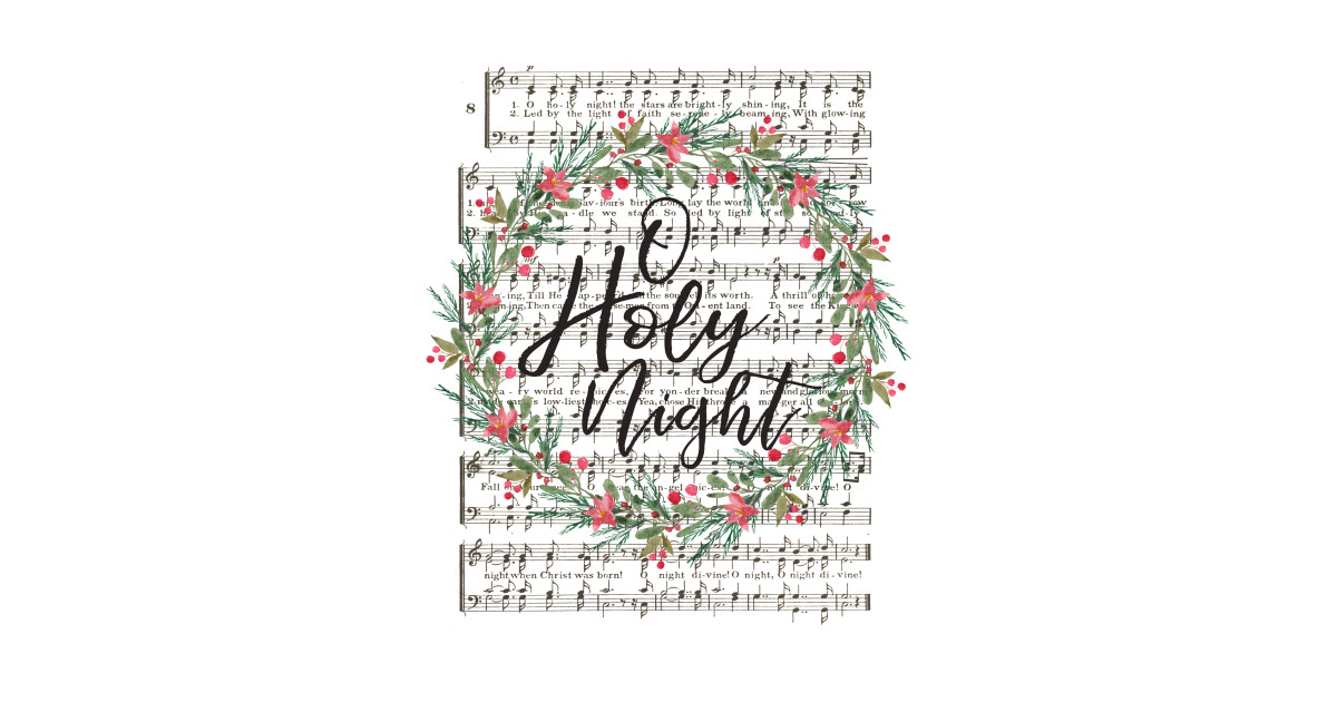 O Holy Night, Christmas Hymn Art - O Holy Night Hymn Art - T-Shirt ...