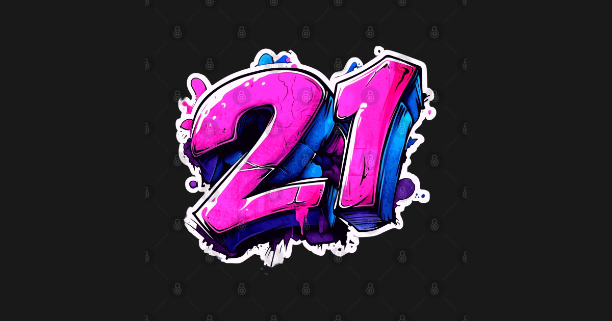 21 Graffiti Text - Birthday Celebration Vector - Party Gift Design ...
