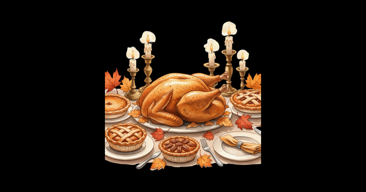 Elegant Thanksgiving Feast Setting | Sticker ready - Sticker design ...