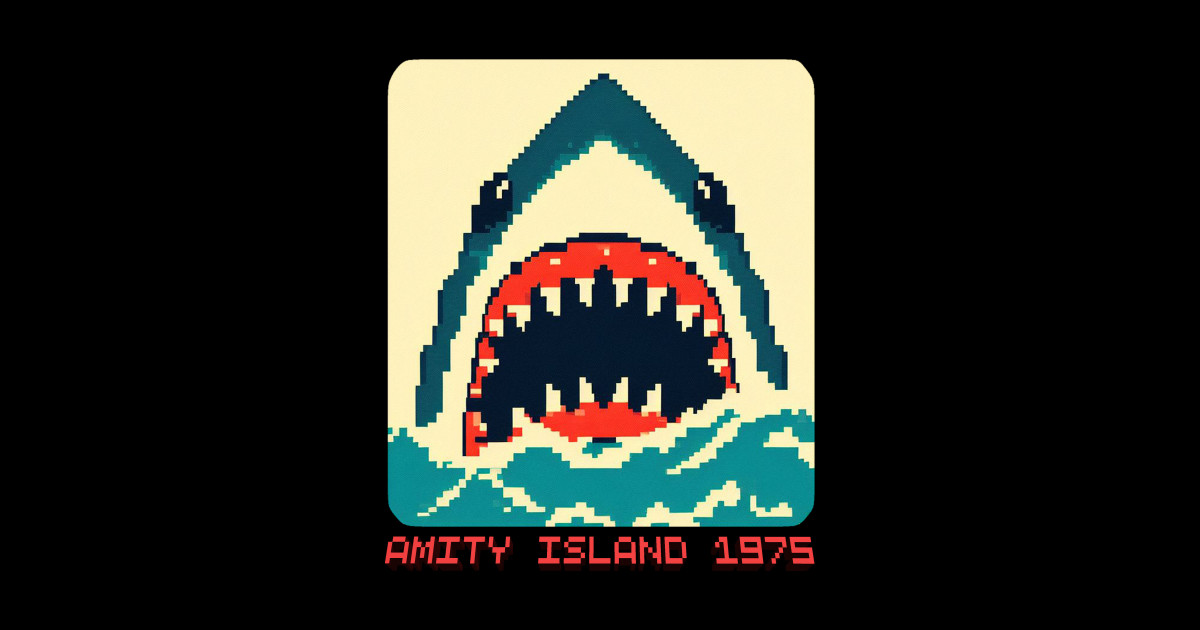 Jaws 1975 8 Bit - Jaws - Sticker | TeePublic