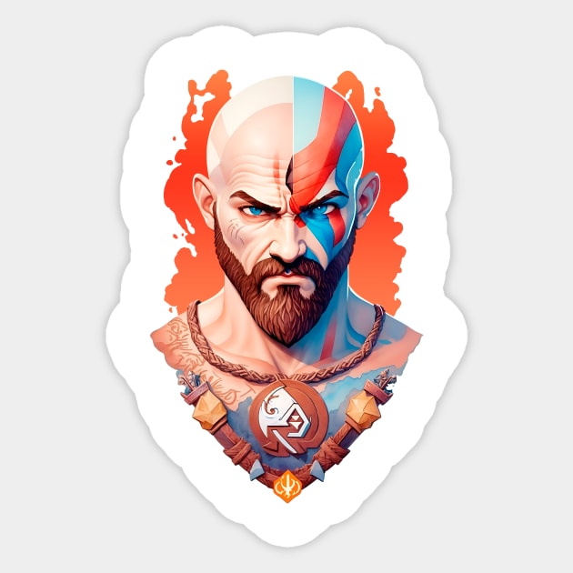 Kratos Ragnarök Illustration Fan Art - Video Game - Sticker | TeePublic