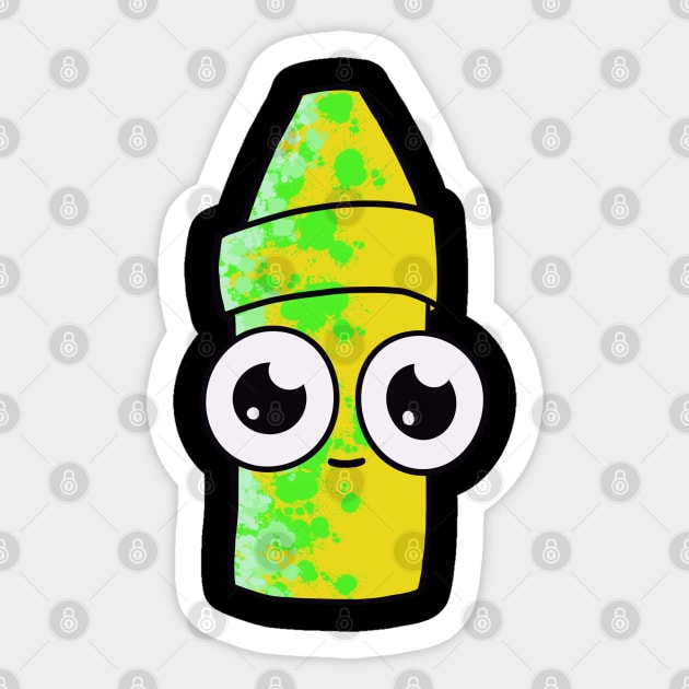 Crayon Buddy Yellow & Green - Crayon - Sticker | TeePublic